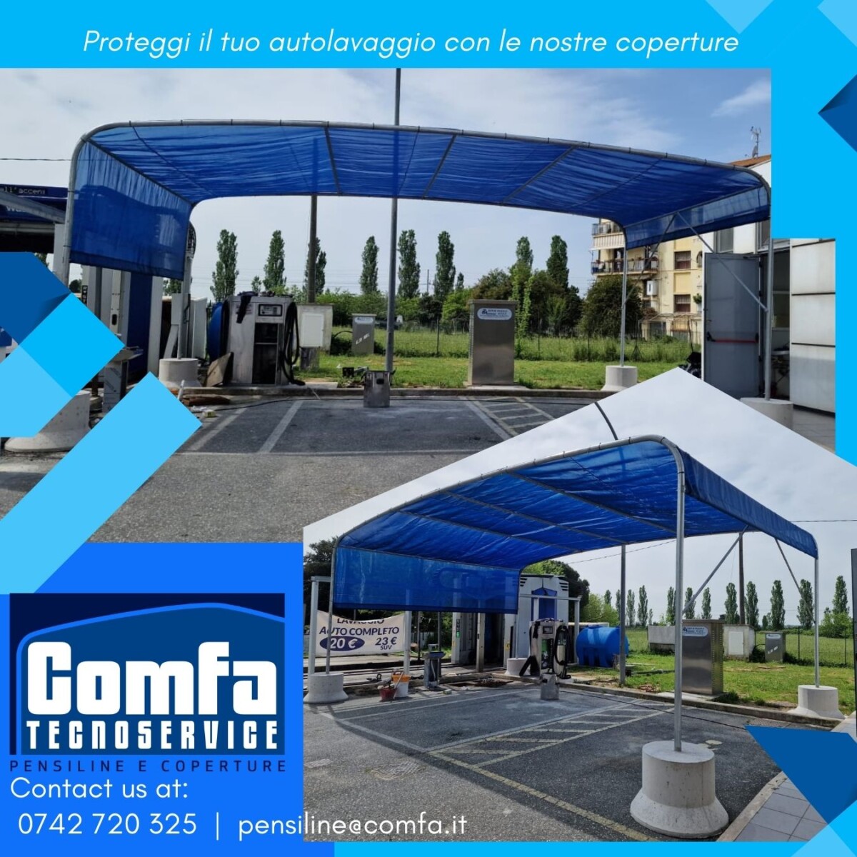 Copertura Autolavaggio a misura del cliente - Comfa Pensiline Fotovoltaiche